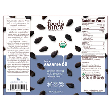 Black Sesame Seed Oil - Organic, Cold Pressed Oil – Foods Alive Inc.