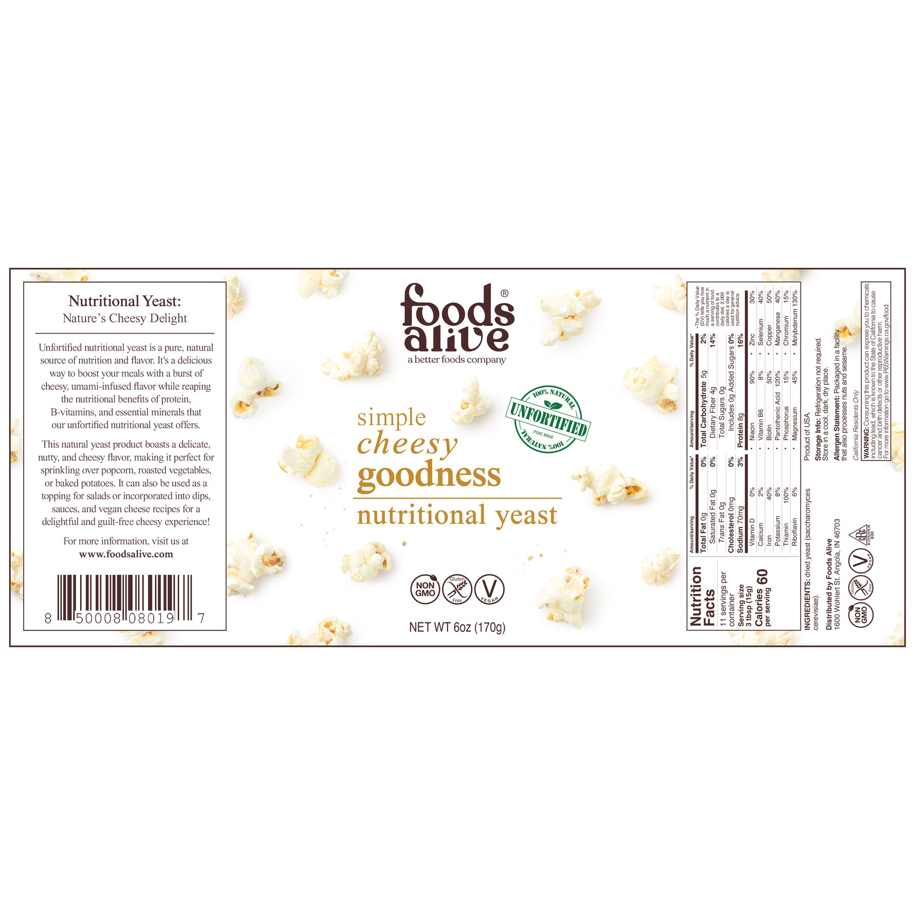 Nutritional Yeast - Non-Fortified, Vegan Cheese Powder – Foods Alive Inc.